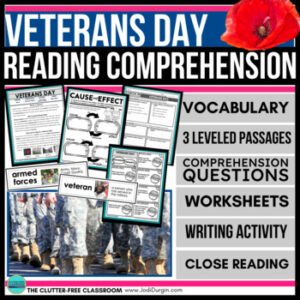 Veterans Day Reading Comprehension Activities for 2nd, 3rd, and 4th ...