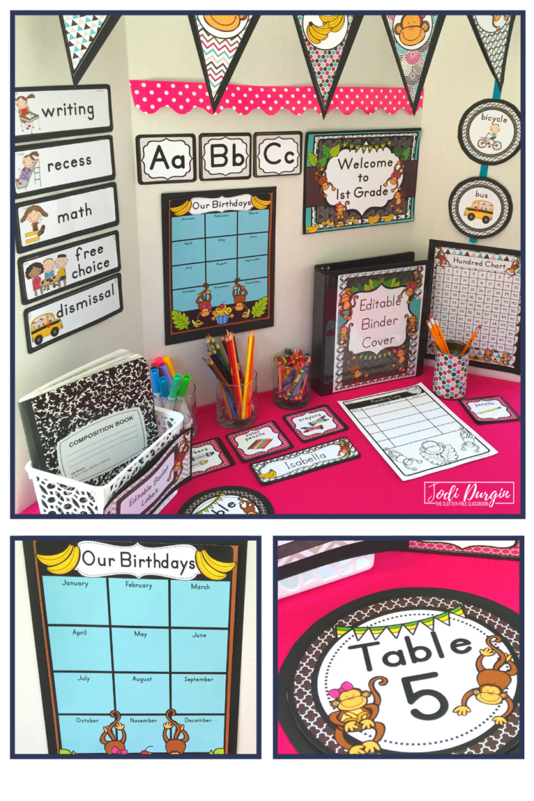 Monkey Classroom Theme Ideas - Clutter-Free Classroom | by Jodi Durgin