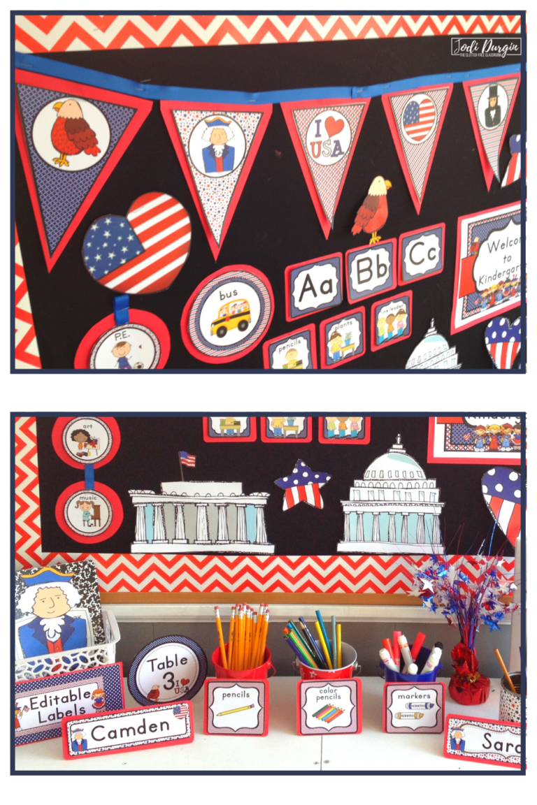 Patriotic Classroom Theme Ideas | Clutter-Free Classroom | by Jodi Durgin