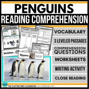 Penguins Reading Comprehension Activities for 2nd, 3rd, and 4th Grade ...
