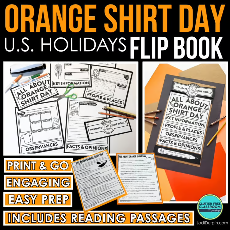 Orange Shirt Day Reading Comprehension Activities for 2nd, 3rd, and 4th ...