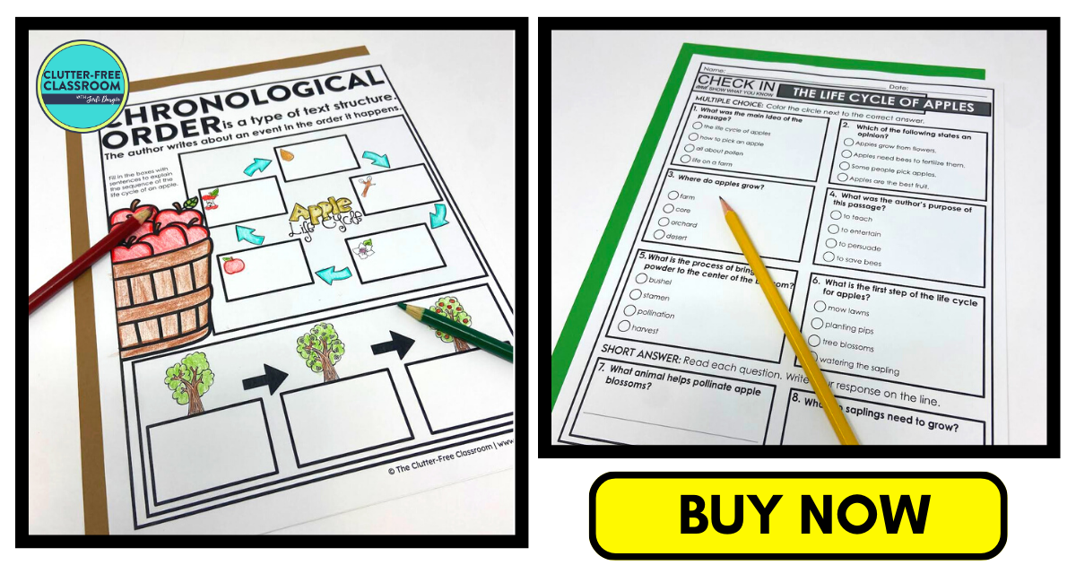 Apple Reading Comprehension Activities for 2nd, 3rd, and 4th Grade ...