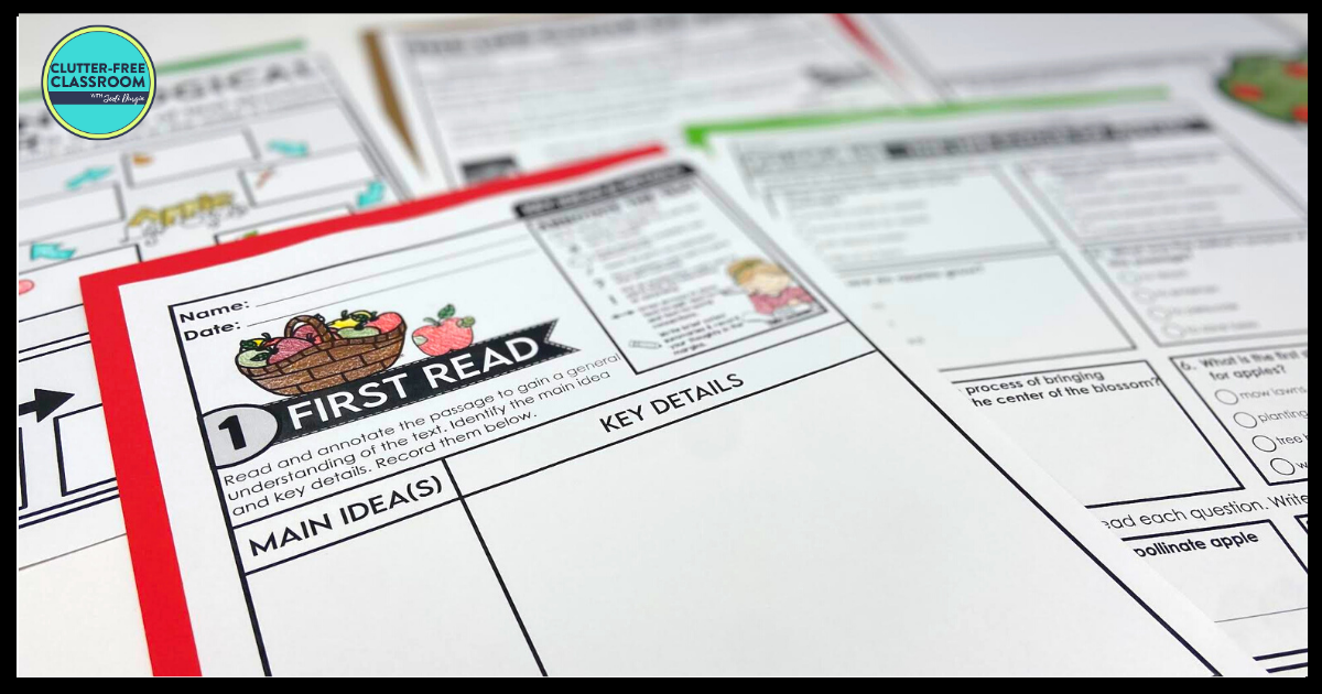 Apple Reading Comprehension Activities for 2nd, 3rd, and 4th Grade ...