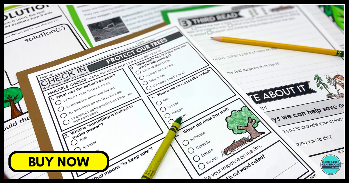 Arbor Day Reading Comprehension Activities for 2nd, 3rd, and 4th Grade ...