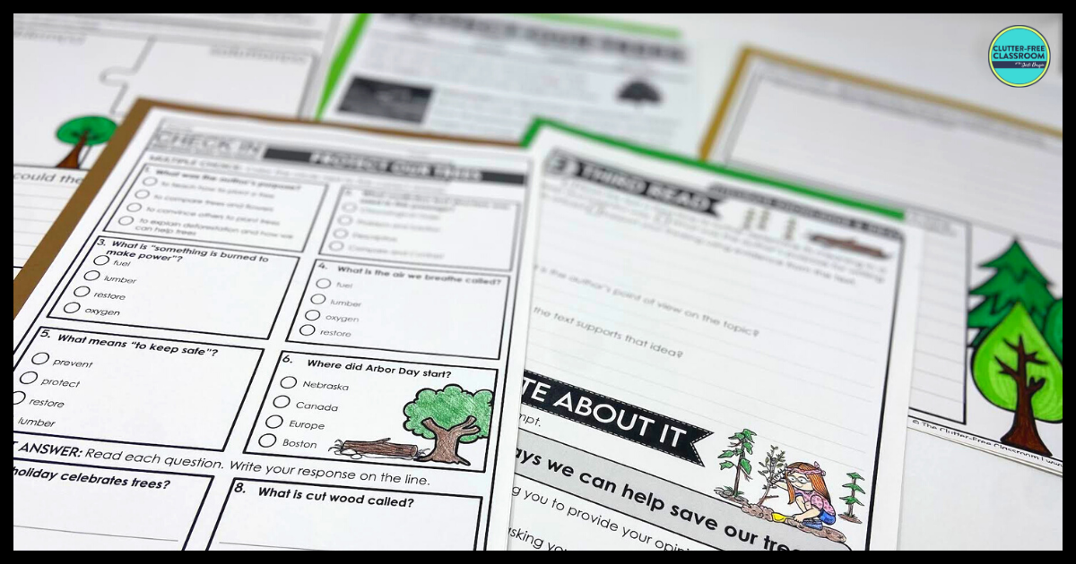 Arbor Day Reading Comprehension Activities for 2nd, 3rd, and 4th Grade ...