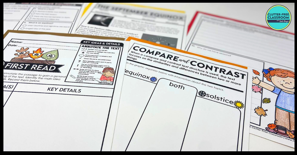 Autumn Reading Comprehension Activities for 2nd, 3rd, and 4th Grade - Teaching with Jodi Durgin ...