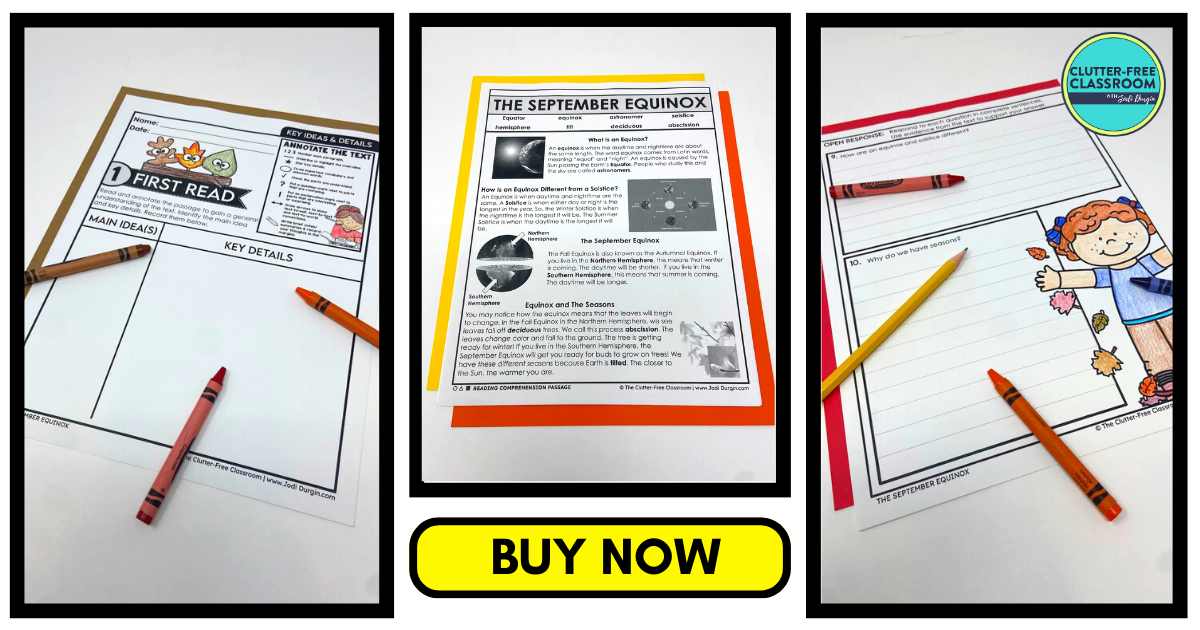 Autumn Reading Comprehension Activities for 2nd, 3rd, and 4th Grade ...