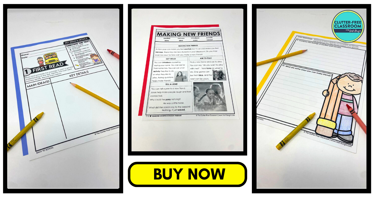 Back to School Reading Comprehension Activities for 2nd, 3rd, and 4th ...