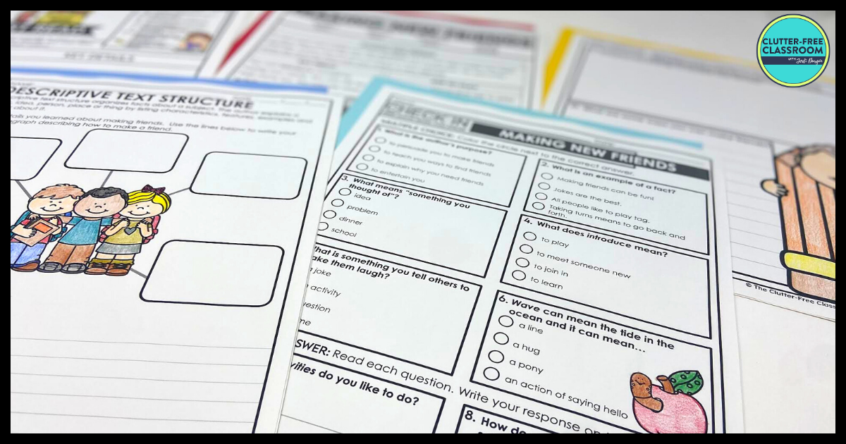 Back to School Reading Comprehension Activities for 2nd, 3rd, and 4th ...