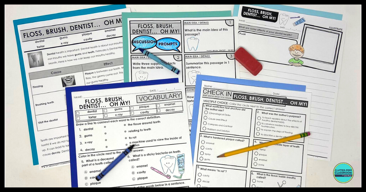 Dental Health Reading Comprehension Activities for 2nd, 3rd, and 4th ...
