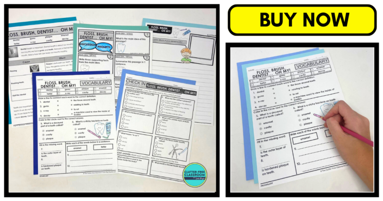 Dental Health Reading Comprehension Activities for 2nd, 3rd, and 4th ...