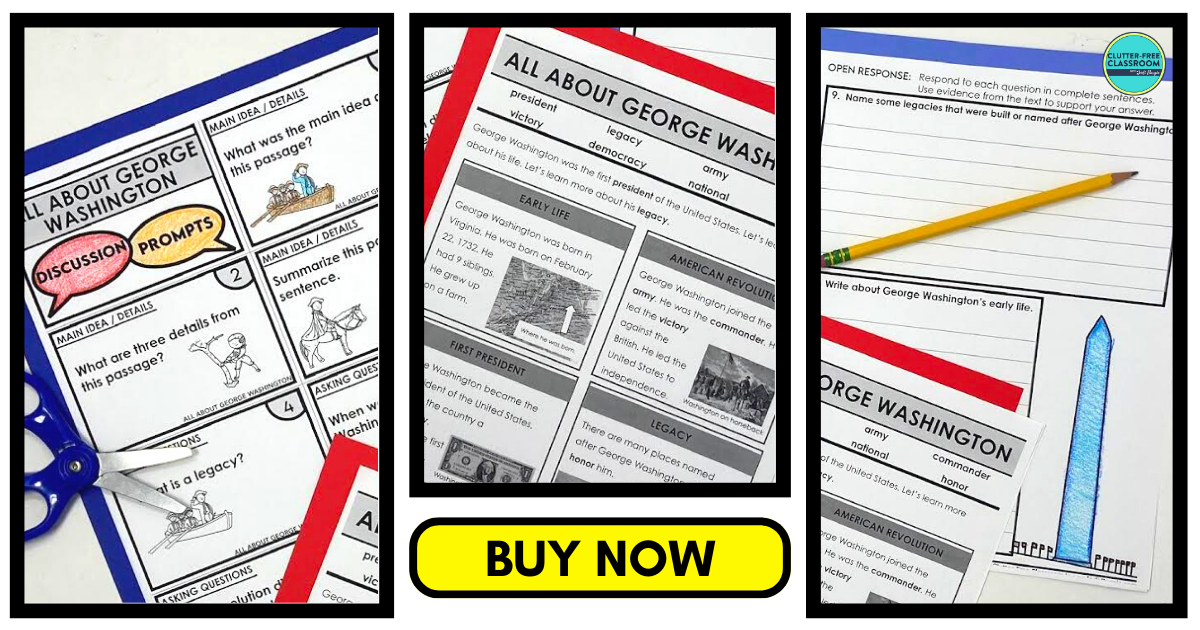 Presidents' Day Reading Comprehension Activities for 2nd, 3rd, and 4th ...