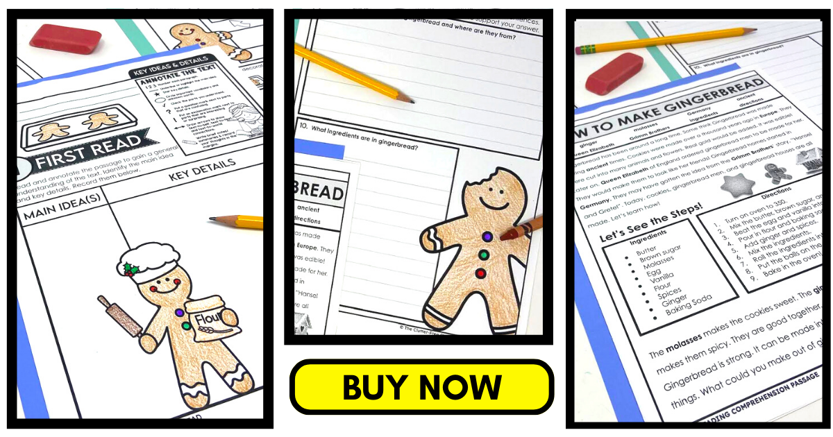 Gingerbread Reading Comprehension Activities for 2nd, 3rd, and 4th ...