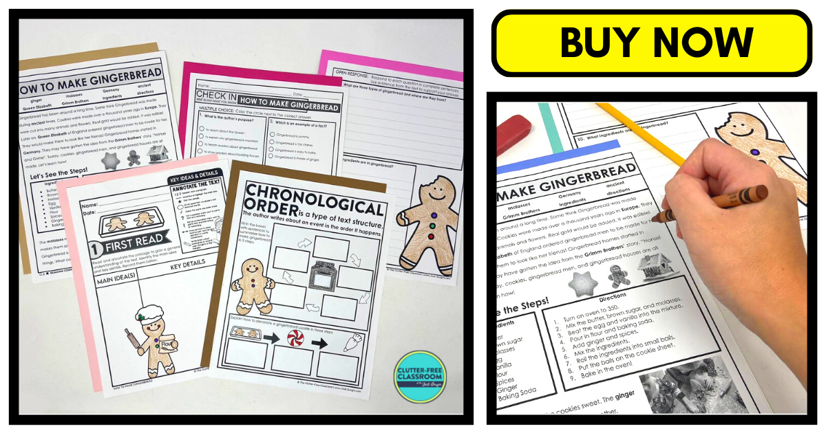Gingerbread Reading Comprehension Activities for 2nd, 3rd, and 4th ...