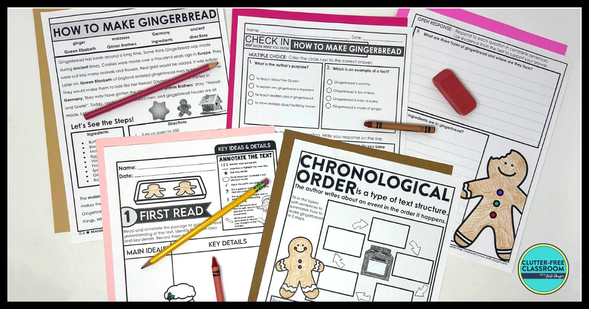 Gingerbread Reading Comprehension Activities for 2nd, 3rd, and 4th ...