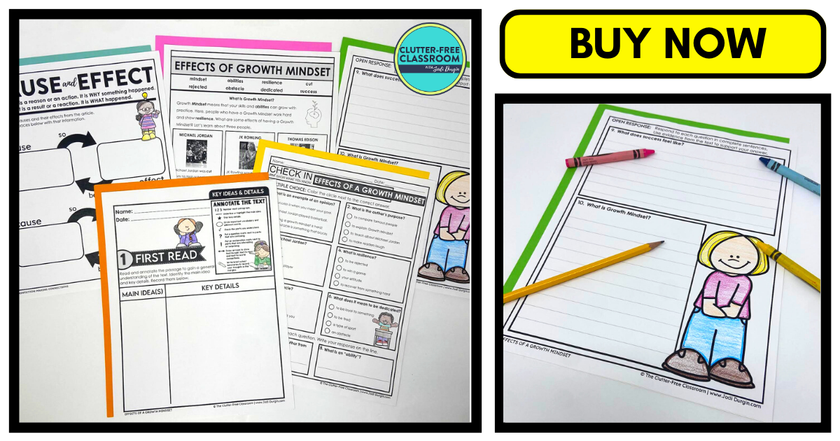 Growth Mindset Reading Comprehension Activities for 2nd, 3rd, and 4th ...