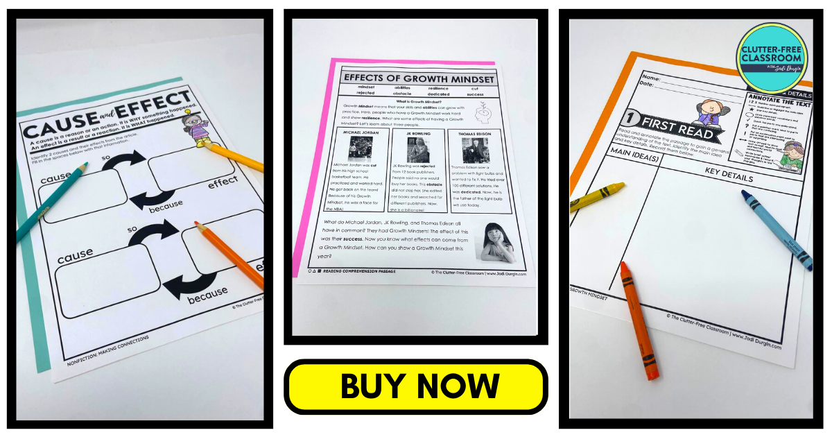 Growth Mindset Reading Comprehension Activities for 2nd, 3rd, and 4th ...