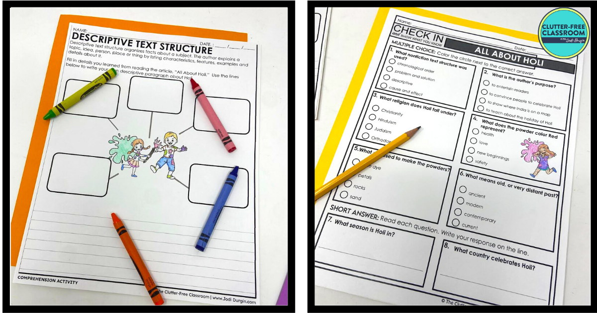 Holi Reading Comprehension Activities for 2nd, 3rd, and 4th Grade ...