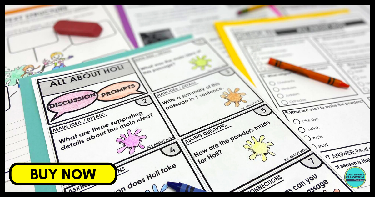 Holi Reading Comprehension Activities for 2nd, 3rd, and 4th Grade ...