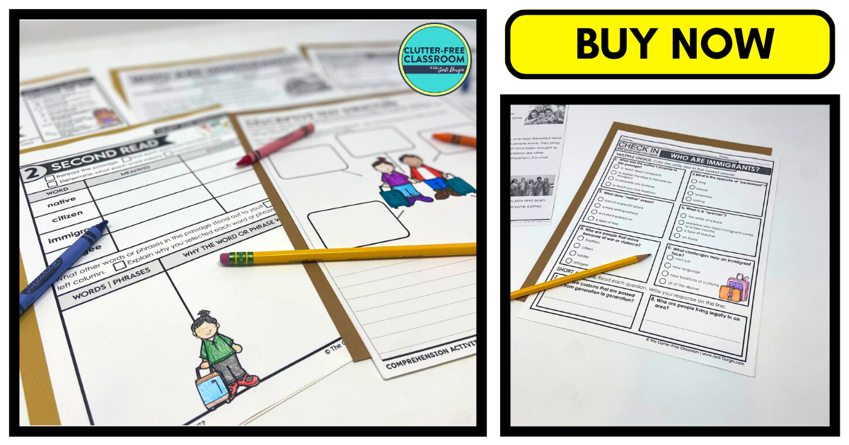 Immigration Reading Comprehension Activities for 2nd, 3rd, and 4th ...
