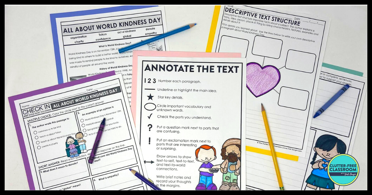 Kindness Reading Comprehension Activities for 2nd, 3rd, and 4th Grade ...