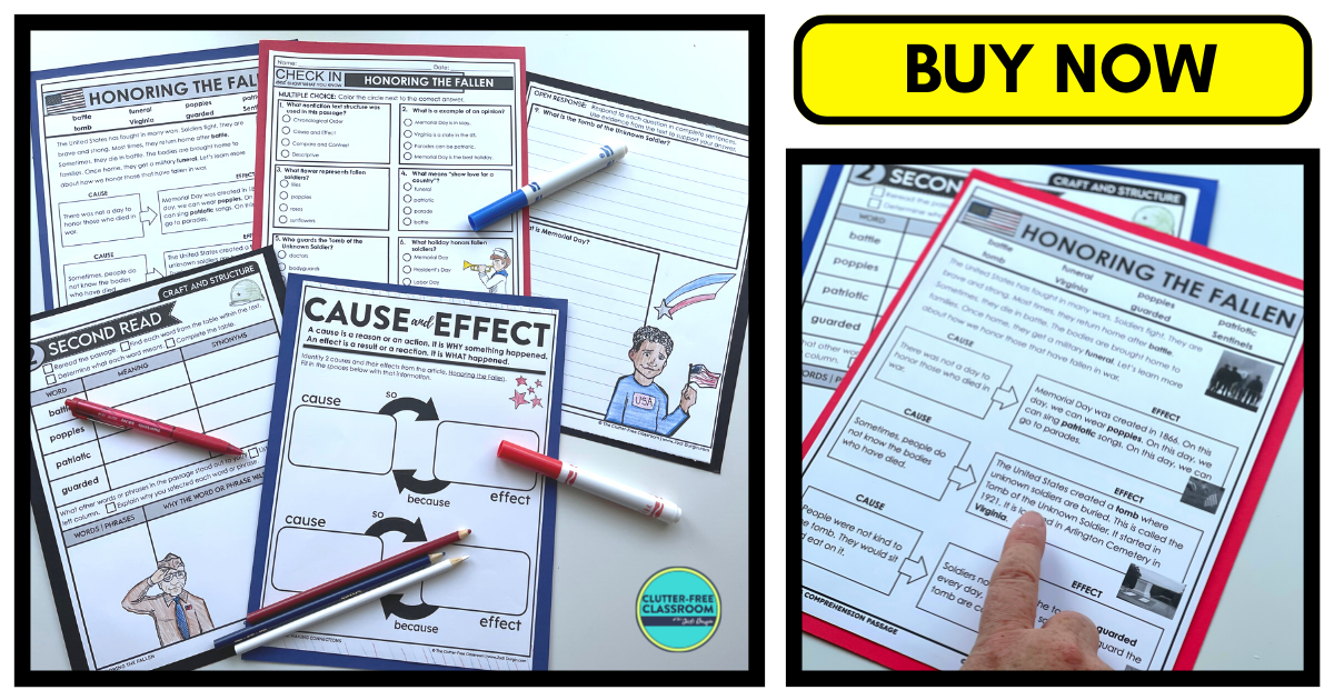 Memorial Day Reading Comprehension Activities for 2nd, 3rd, and 4th ...