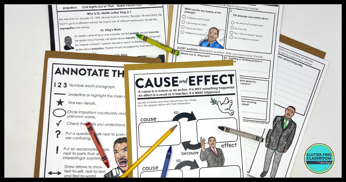 Martin Luther King Reading Comprehension Activities for 2nd, 3rd, and ...