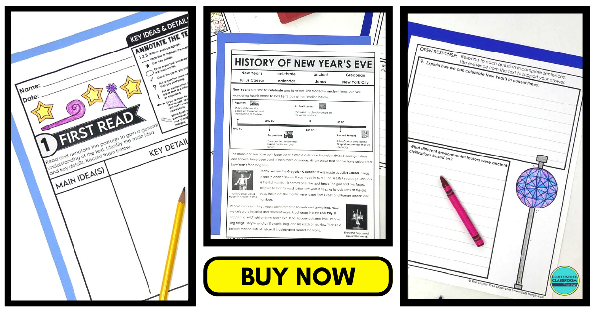 New Year Reading Comprehension Activities for 2nd, 3rd, and 4th Grade ...