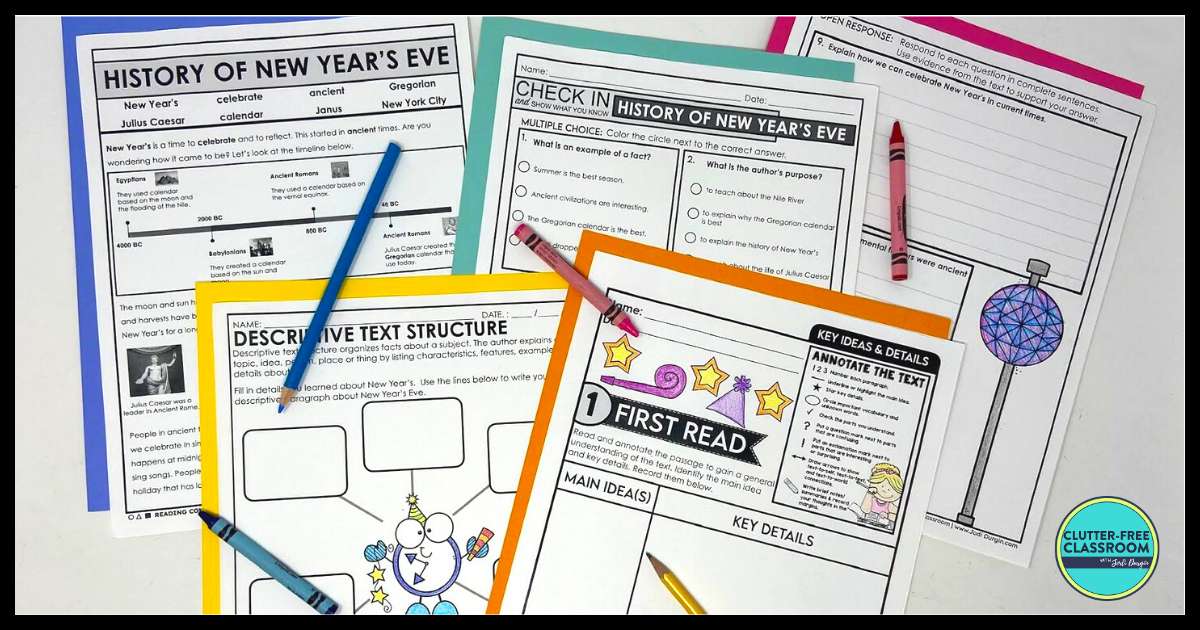 New Year Reading Comprehension Activities for 2nd, 3rd, and 4th Grade ...