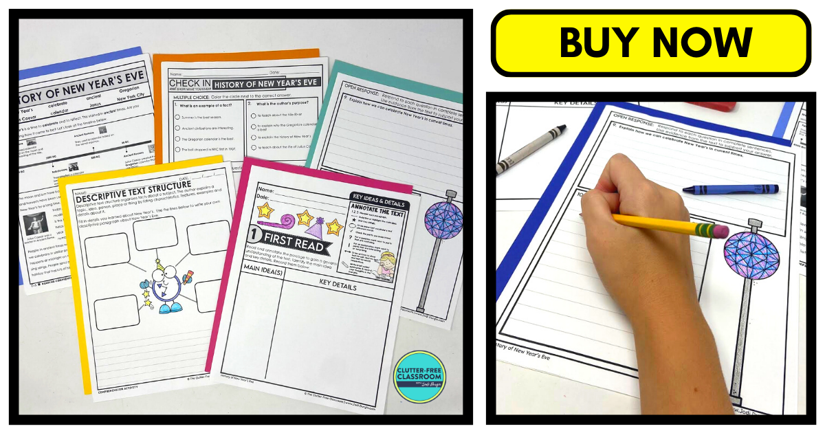 New Year Reading Comprehension Activities for 2nd, 3rd, and 4th Grade ...