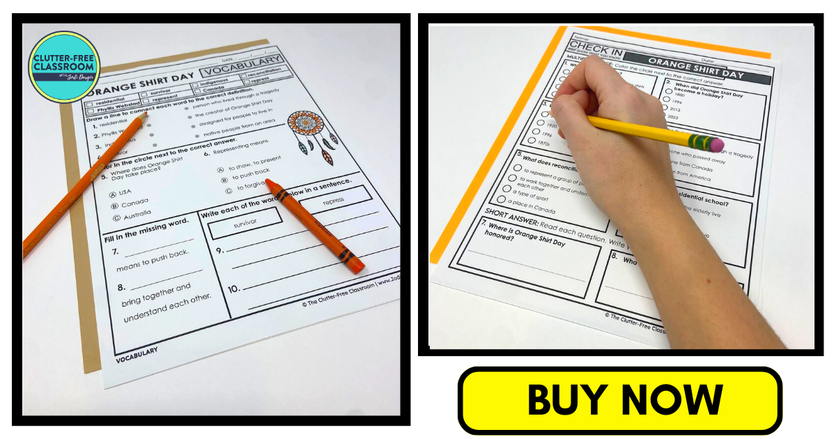 Orange Shirt Day Reading Comprehension Activities for 2nd, 3rd, and 4th ...