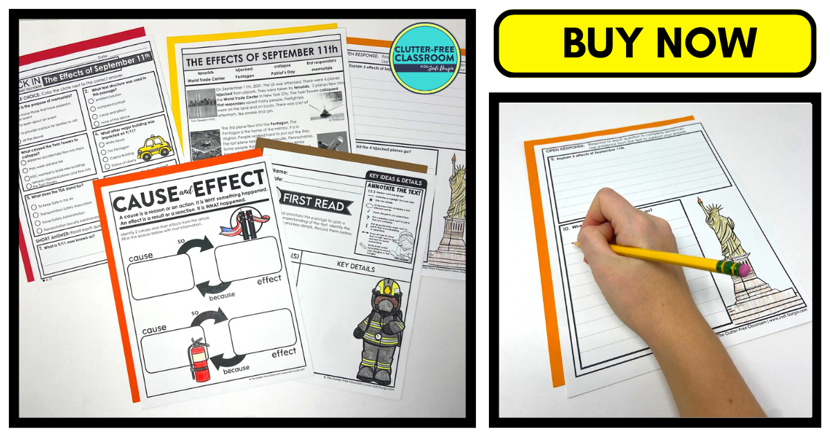 Patriot Day Reading Comprehension Activities for 2nd, 3rd, and 4th ...