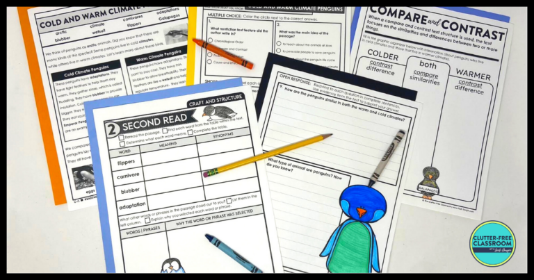 Penguins Reading Comprehension Activities for 2nd, 3rd, and 4th Grade ...