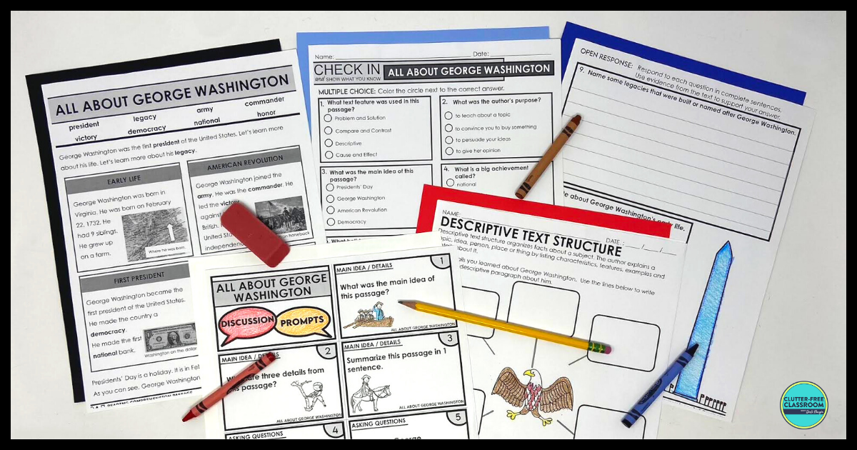 Presidents' Day Reading Comprehension Activities for 2nd, 3rd, and 4th ...