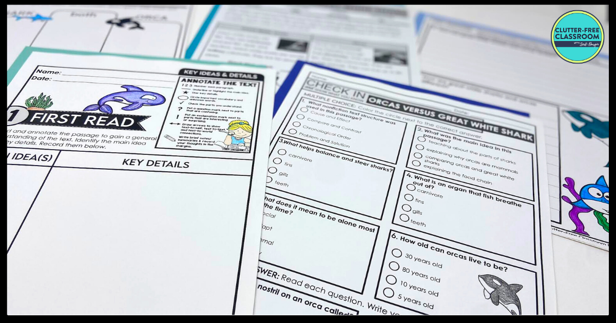 Sharks Reading Comprehension Activities for 2nd, 3rd, and 4th Grade ...