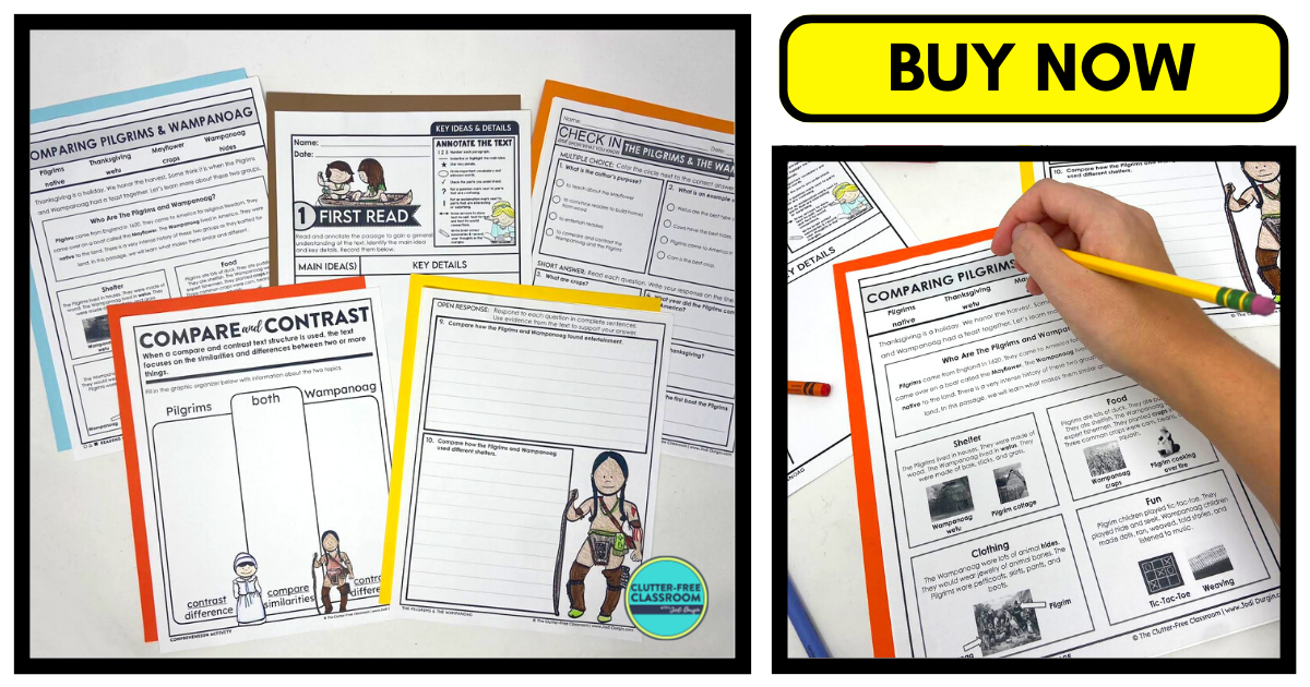 Thanksgiving Reading Comprehension Activities for 2nd, 3rd, and 4th ...