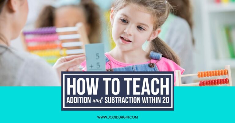 Addition and Subtraction Within 20 Ideas for 1st Grade Teachers ...