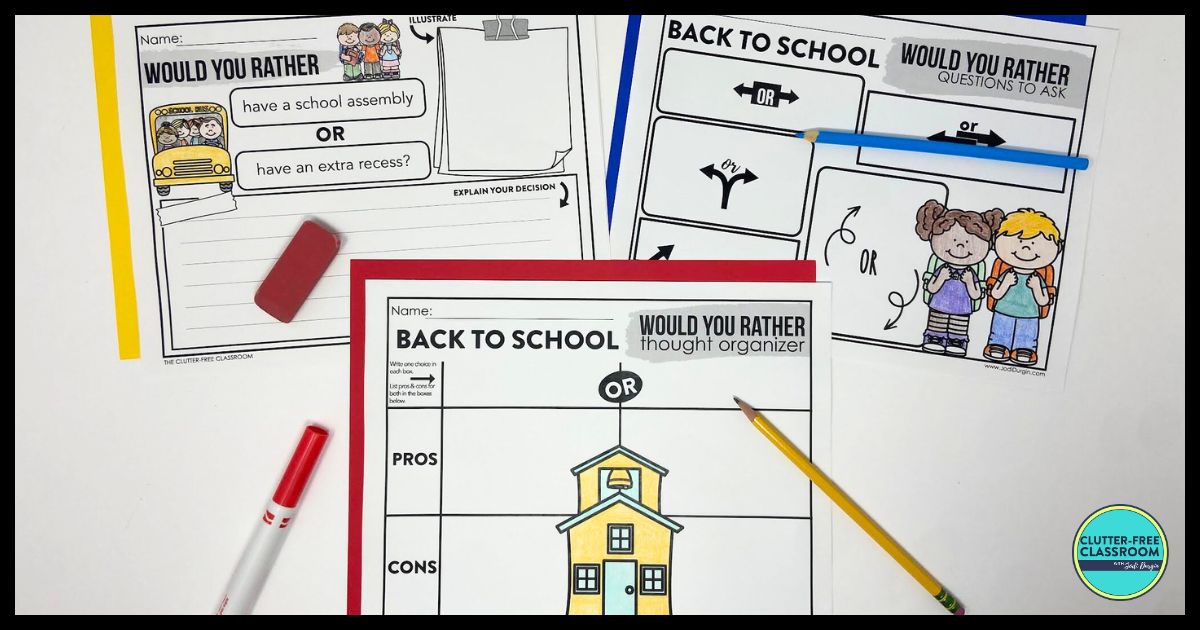 Back to School Would You Rather Activities for Elementary Students ...