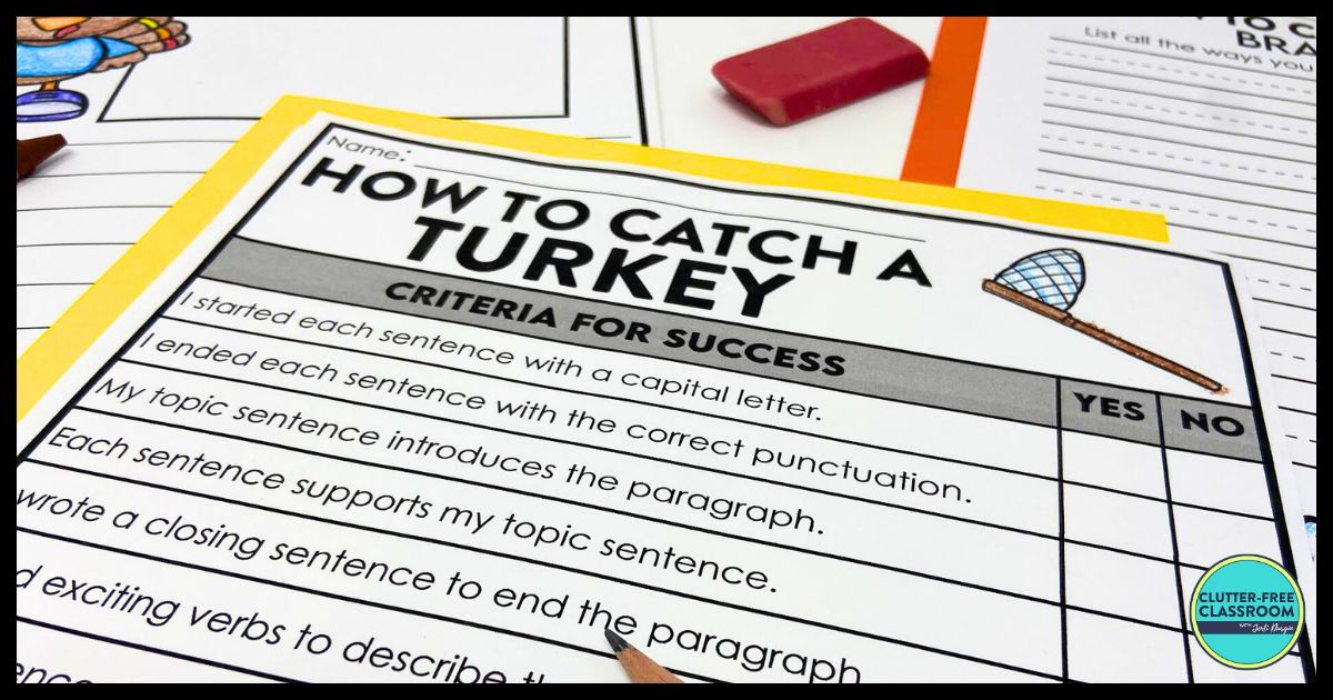 How to Catch a Turkey Writing Activity for Elementary Students ...