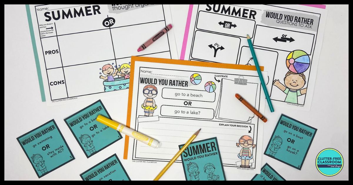 Would You Rather Questions and Activities for Elementary Students: June ...