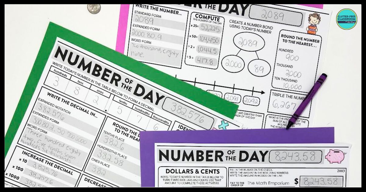 Using Number of the Day Activities for Teaching Number Sense in 2025 ...