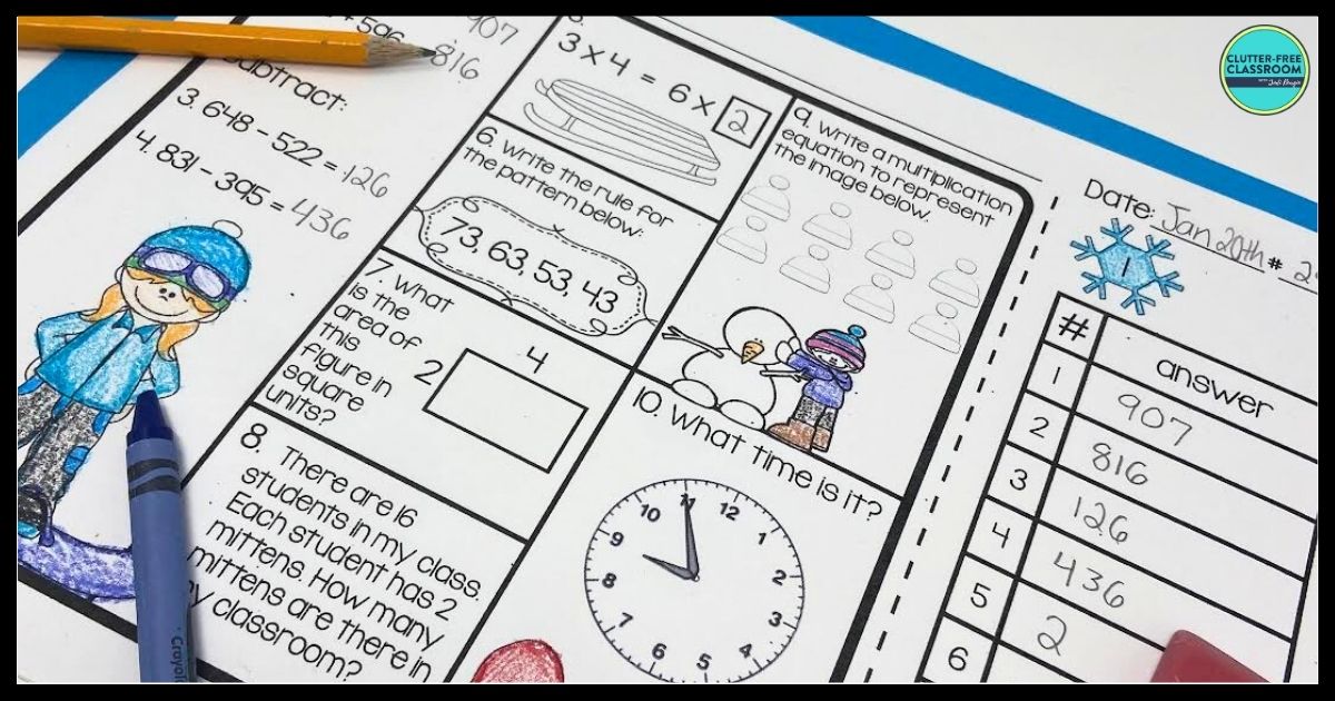 January Math Worksheets for Elementary Students in 2026 - Teaching with ...