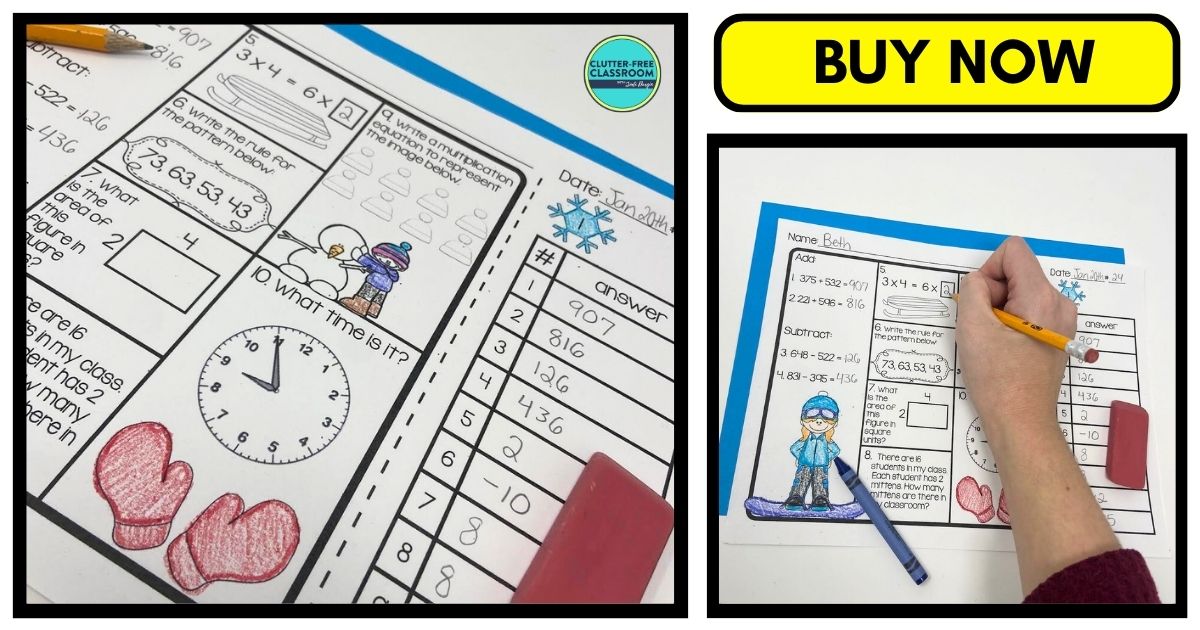 January Math Worksheets for Elementary Students in 2025 - Teaching with ...