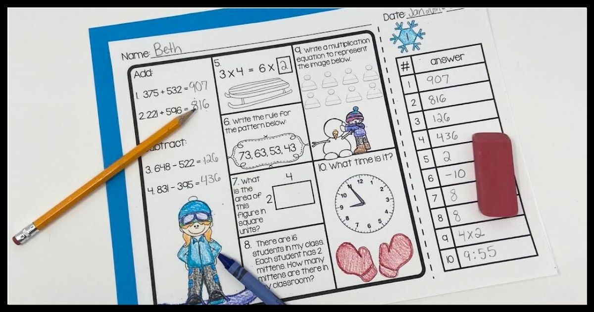 January Math Worksheets for Elementary Students in 2025 - Teaching with ...
