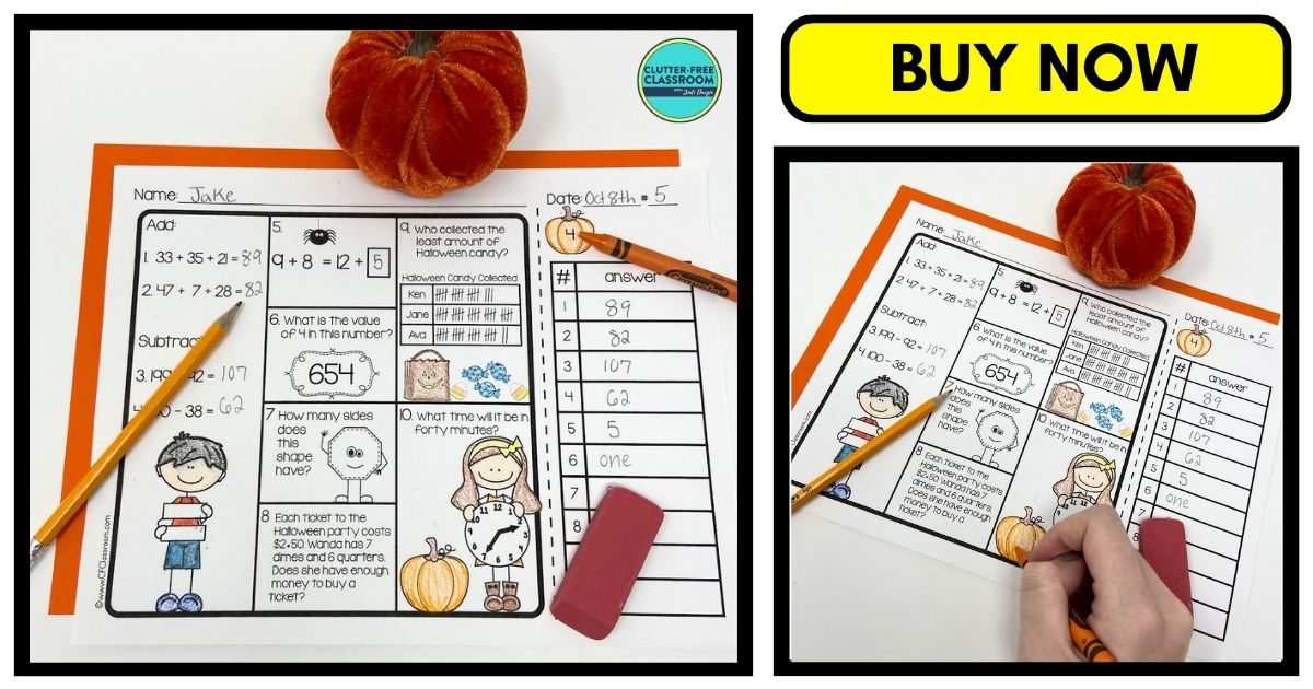 October Math Worksheets for Elementary Students in 2025 - Teaching with ...