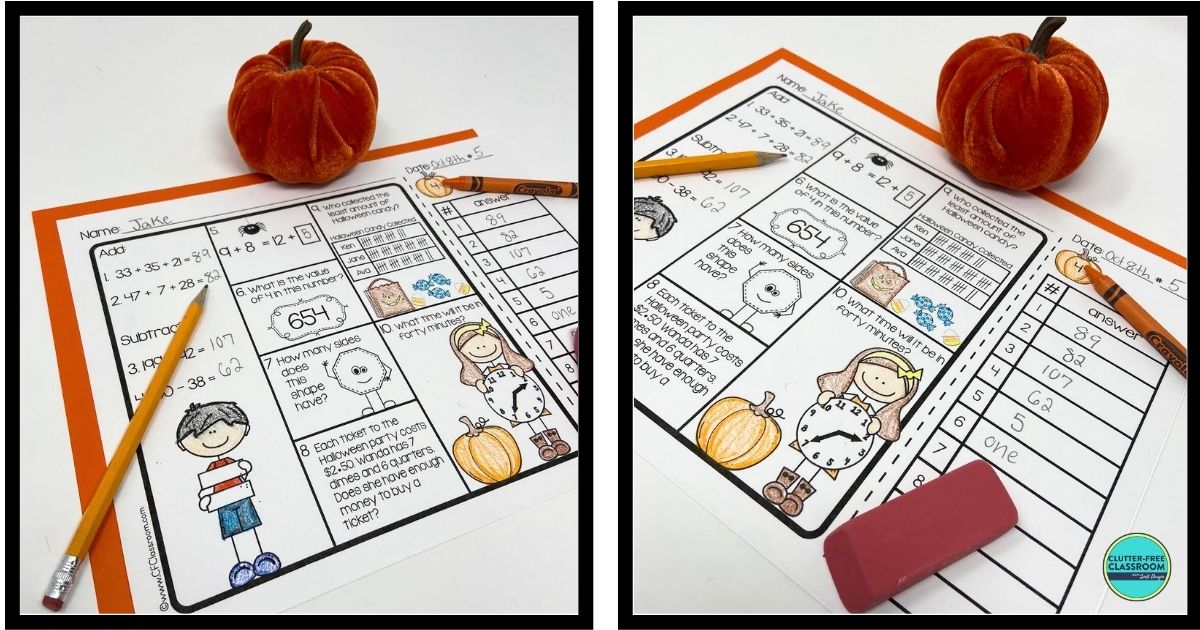 October Math Worksheets for Elementary Students in 2025 - Teaching with ...