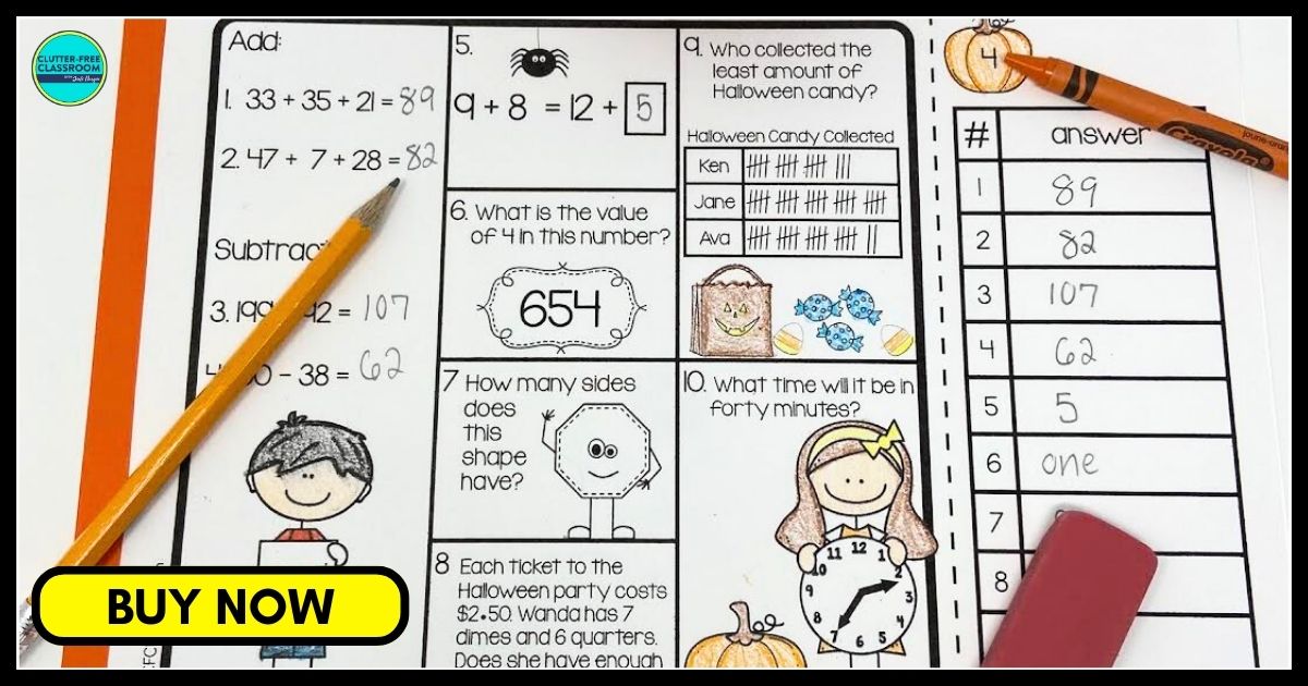 October Math Worksheets for Elementary Students in 2025 - Teaching with ...