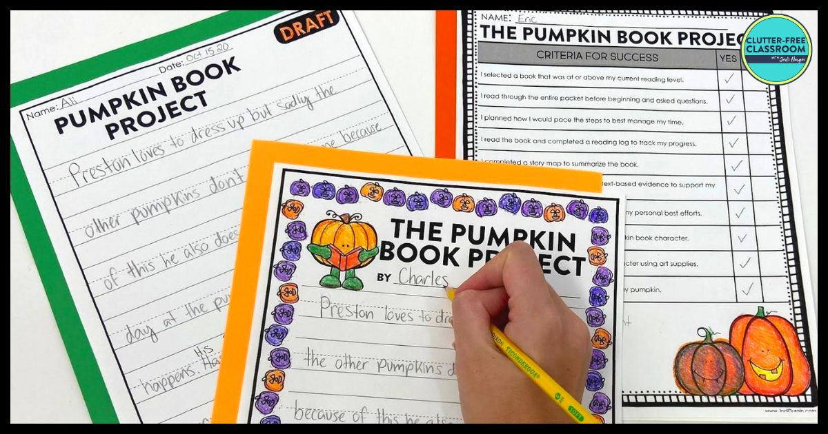Pumpkin Character Book Report Project Ideas for Elementary Students ...