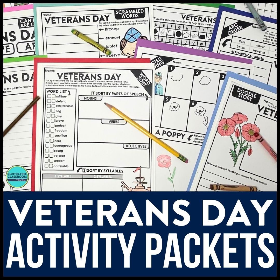Veterans Day Worksheets for Elementary Students in 2025 - Teaching with ...