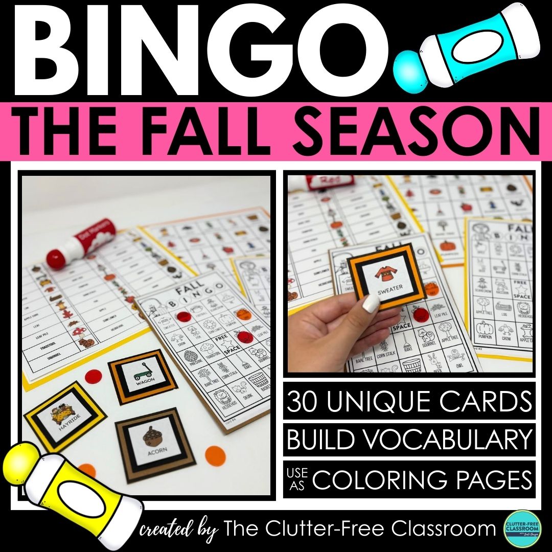Fall Bingo Activities for Elementary Students - Teaching with Jodi ...